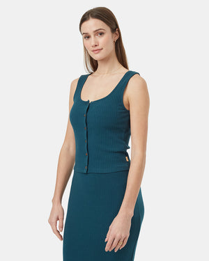 Womens Rib Button Front Tank | Organic Cotton